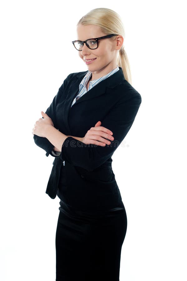 Side View of Pretty Young Female Executive Stock Image - Image of eyes ...