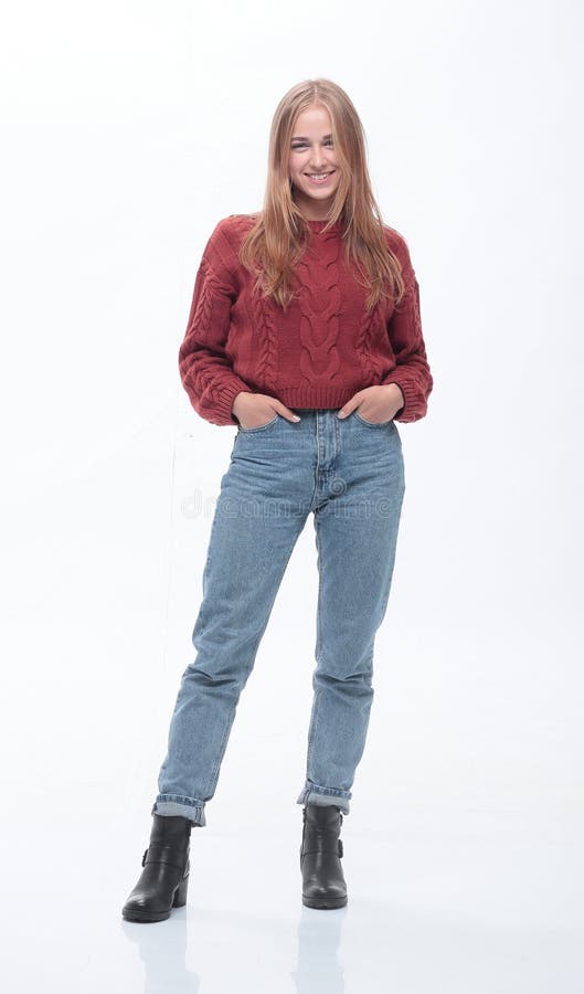 Side View . Pretty Young Woman Looking Forward Stock Photo - Image of ...