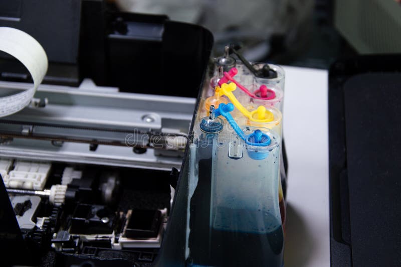 Side View of the Printer and Ink Tank. Modified Ink Tank Stock Image ...