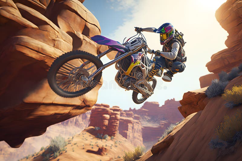 Side View of the Professional Motorcycle Rider Driving on the Mountains ...