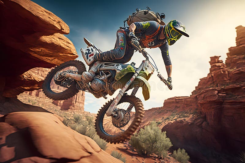 Side View of the Professional Motorcycle Rider Driving on the Mountains ...