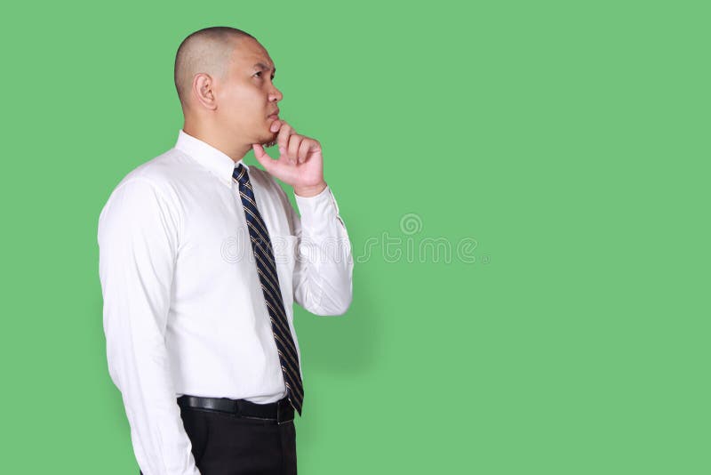Side View Profile of Businessman, Thinking Gesture Stock Image - Image ...