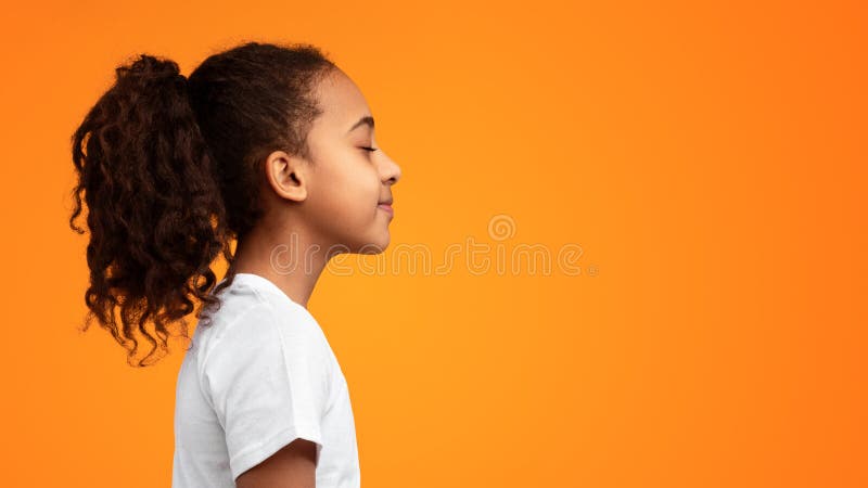 Side View Profile Portrait Of Cute African American Girl Stock Image Image Of Black Eyes