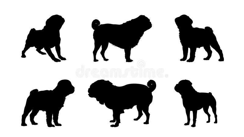 Side View of Pug Dog Silhouettes Stock Vector - Illustration of element ...
