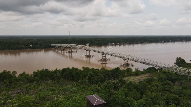 Side View of Pulang Pisau Bridge Stock Image - Image of city, water ...