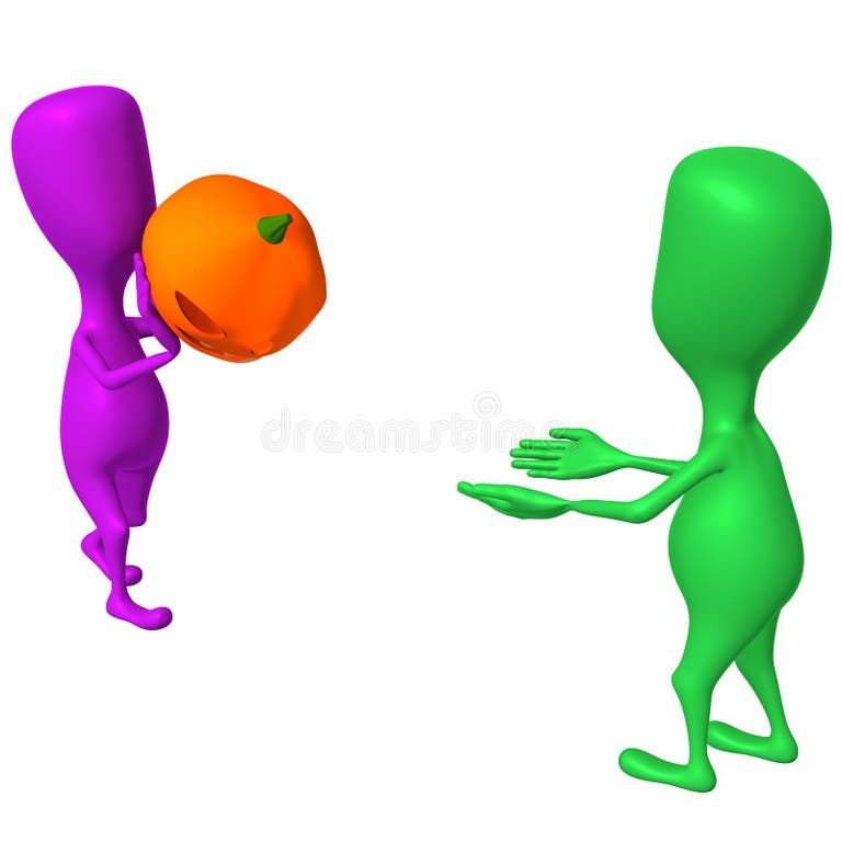 Side View Puppet Throwing Pupkin To Eachother Stock Illustration ...