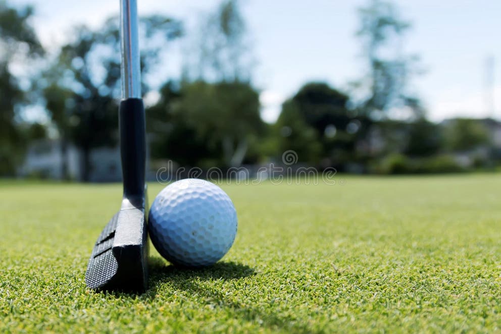 Side View of a Putter and a White Golf Ball Stock Photo - Image of ...