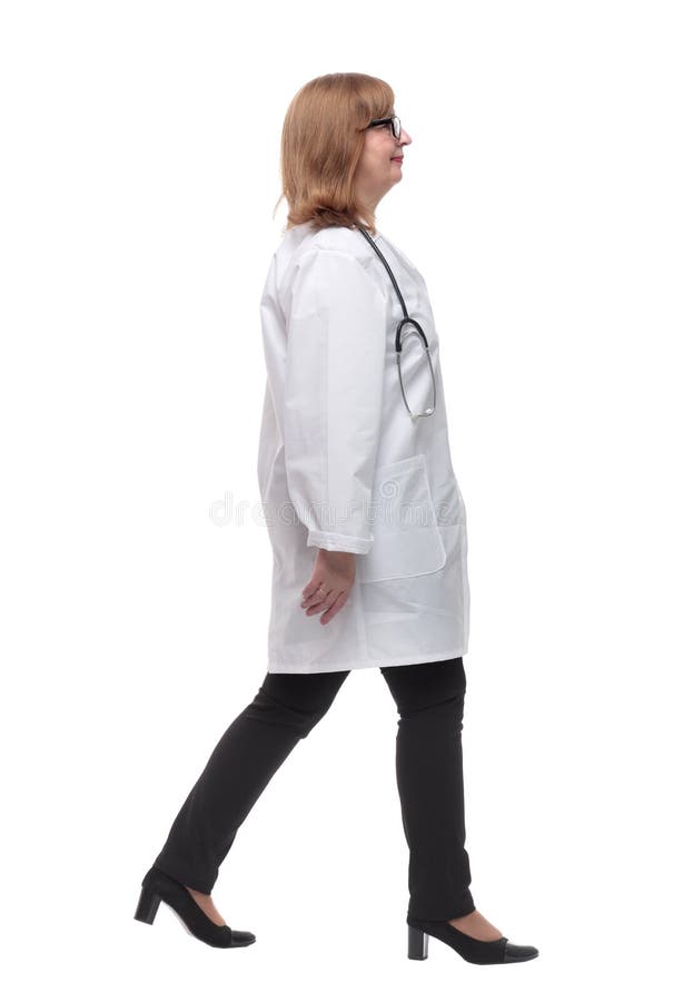 Side View. a Qualified Female Paramedic Rushes To Help Stock Photo ...