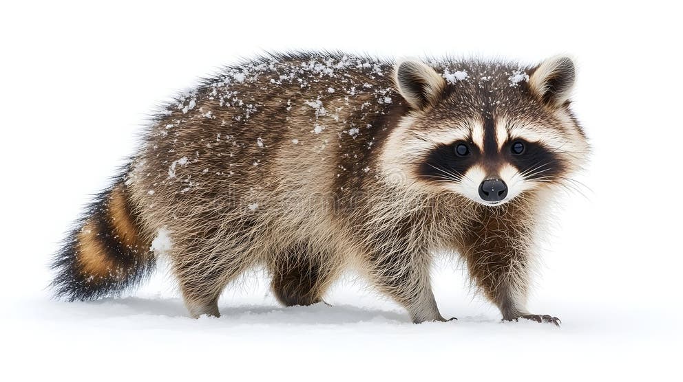 Side View, Raccoon Walking Away, Isolated on White Stock Illustration ...