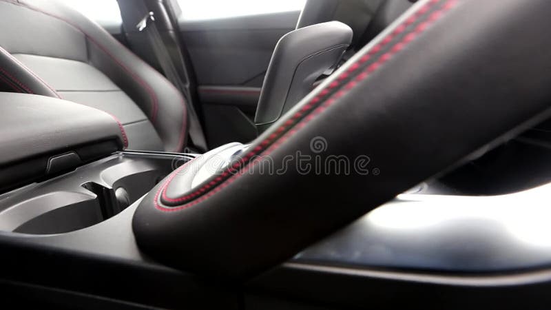 Top View Rail Video of Shift Knob of Automatic Gearbox in Car Interior ...