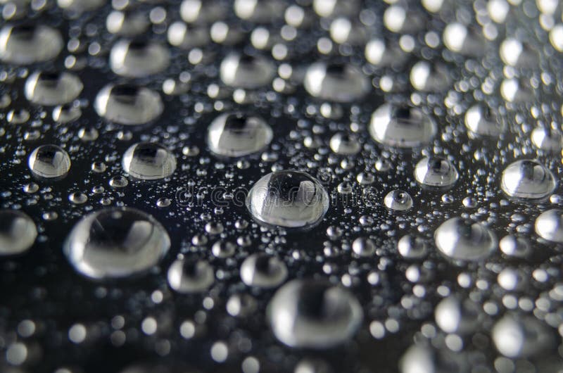 Side View of Raindrops Forming Patterns on a Smooth Surface. Fresh Rain ...