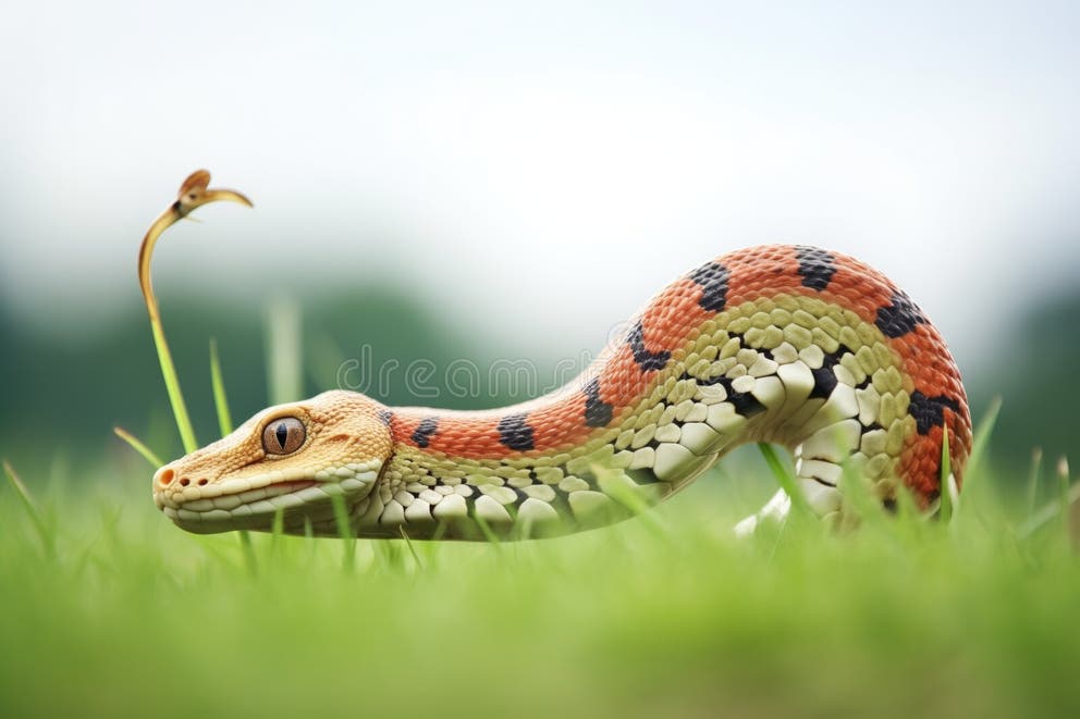 Side View of Rattlesnake Stalking a Hamster in Grass Stock Illustration ...