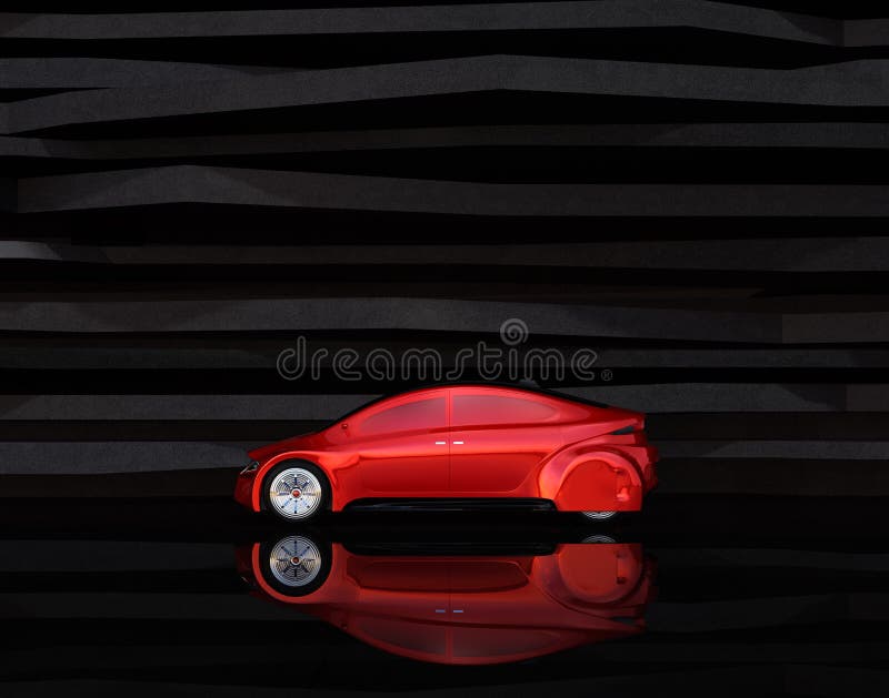Side View of Red Autonomous Car Stock Illustration - Illustration of ...