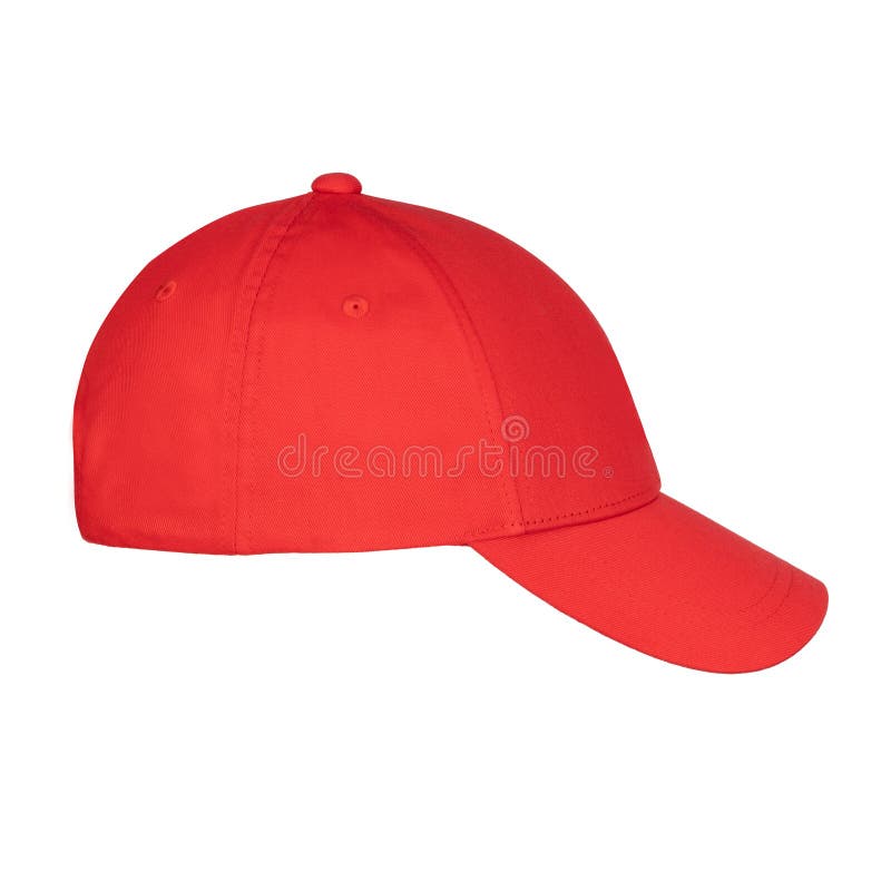 Side View Red Baseball Cap, Isolated Stock Photo - Image of apparel ...