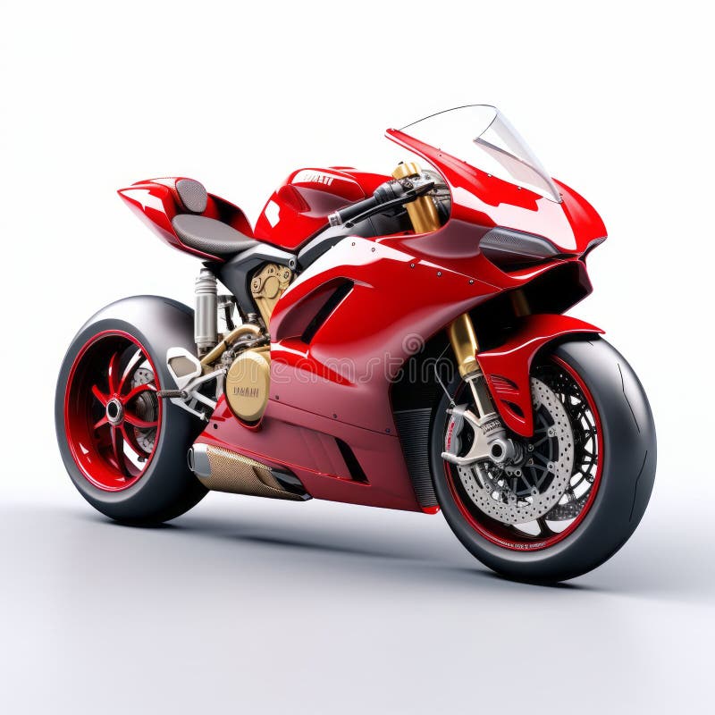 Luxurious Red Motor Bike: 3d Ducati Motorcycle on White Background ...