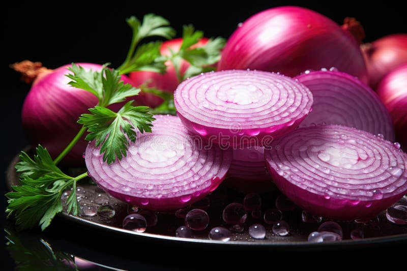 Side View of the Red Onion Slices in Purple Back Stock Illustration ... Side View of the Red Onion Slices in Purple Back Stock Illustration ...