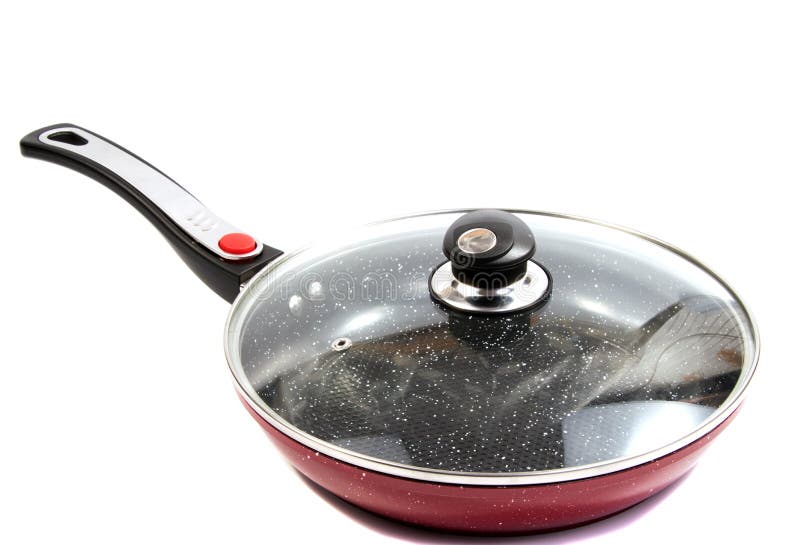 The Side View of the Red Pan with a Nonstick Stock Photo - Image of ...