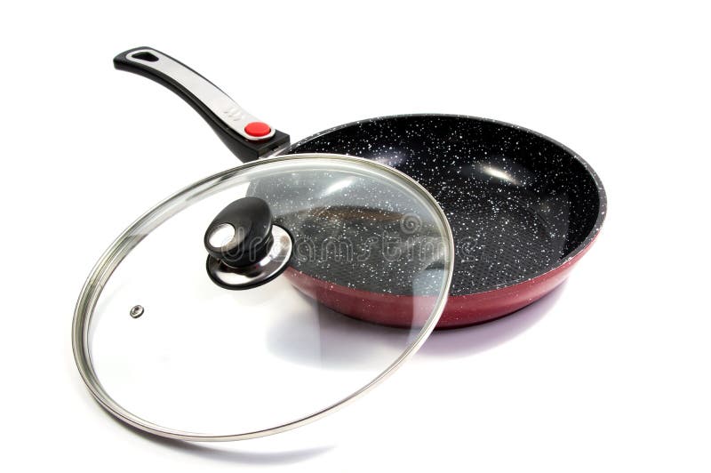 The Side View of the Red Pan with a Nonstick Stock Photo - Image of ...