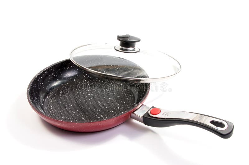 The Side View of the Red Pan with a Nonstick Stock Image - Image of ...