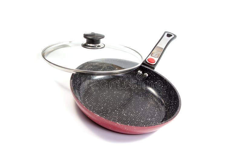 The Side View of the Red Pan with a Nonstick Stock Photo - Image of ...