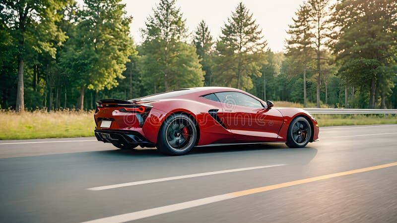 Side View of Red Sport Car on the Road. Stock Illustration ...