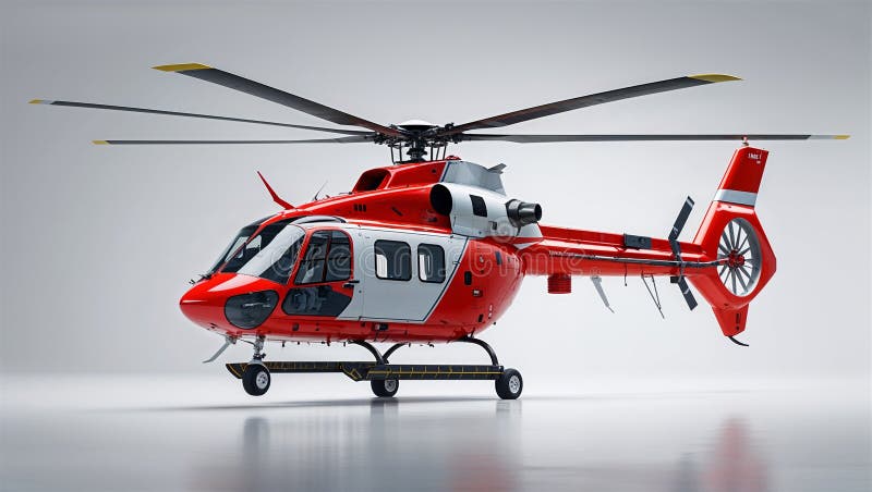 Side View of a Rescue Helicopter with Compact Tail and Landing Skids on ...