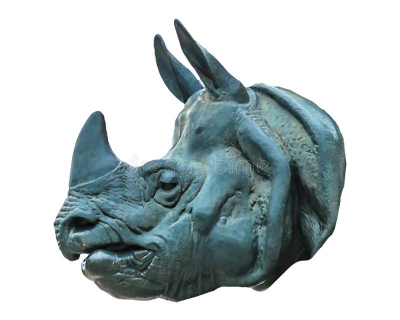 Rhino Head Sculpture Isolated Photo Stock Photo - Image of mammal, side ...