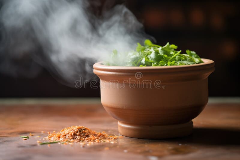 Side View of Rogan Josh in Clay Pot with Steam Rising Stock ...
