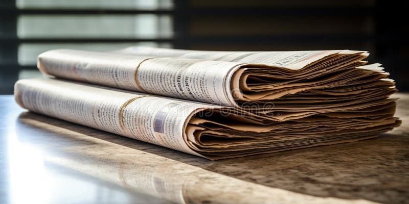 Side View of Rolled Newspapers , Concept of Information Dissemination ...