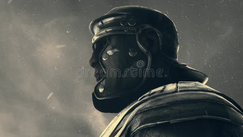 Side View of a Roman Soldier Standing Under Snow Stock Footage - Video ...