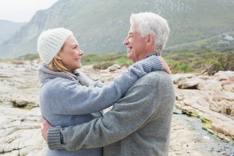 Side View of a Romantic Senior Couple Stock Image - Image of happy ...