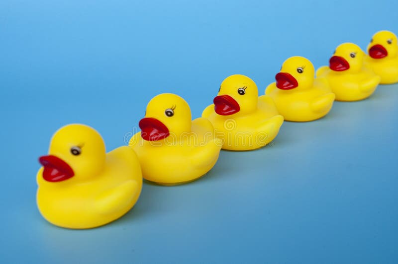 Side View of Rubber Ducks in Line with Customizable Space for Text ...