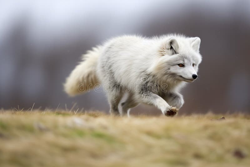 Side View of a Running Arctic Fox Stock Photo - Image of climate ...