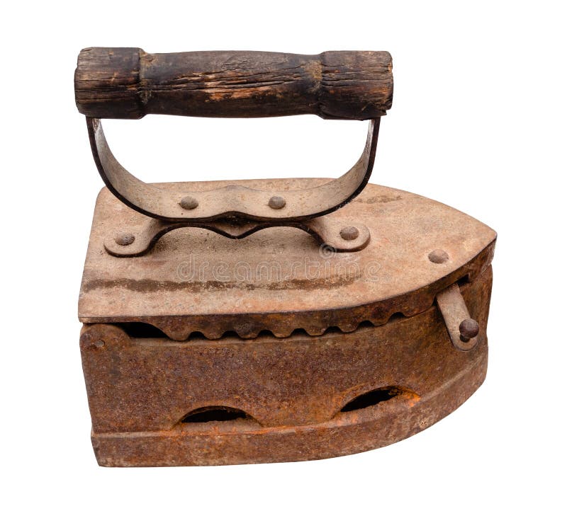 Side View of Rusty Charcoal Iron Cutout on White Stock Image - Image of ...