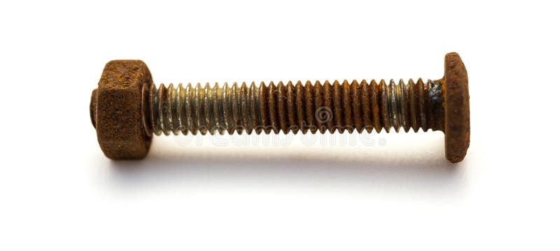 Side View Rusty Nut and Bolt on White Stock Photo - Image of steel ...