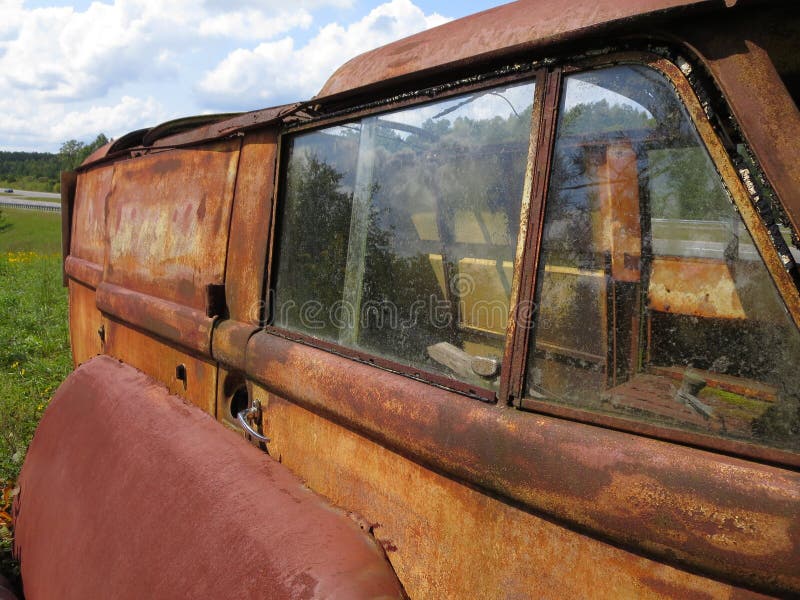 Side View of Rusty Vehicle with Windows Stock Image - Image of windows ...