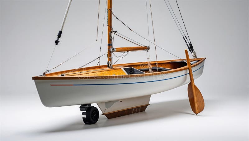Side View of a Sailing Dinghy with Mast Removed and Rudder Isolated on ...