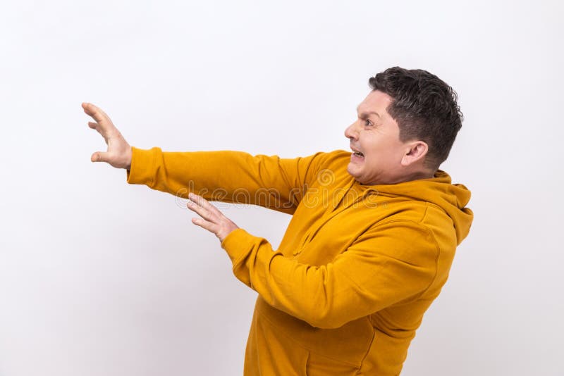 Side View of Scared Man with Afraid or Worry Face, Looking at Camera ...