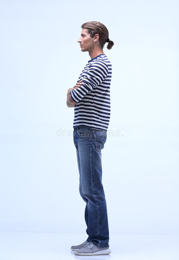 Side View. Serious Young Man Stock Photo - Image of pose, concentrate ...
