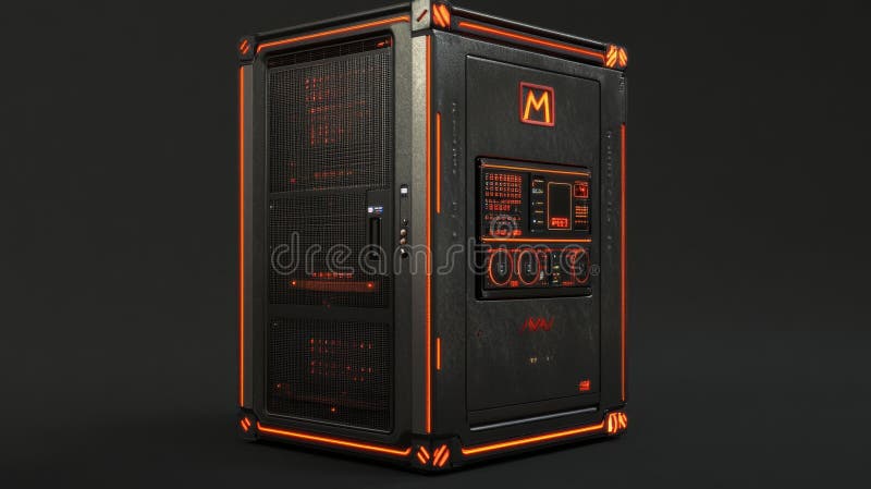 The Side View of a Server Rack in the Server Room of a Data Center. a ...