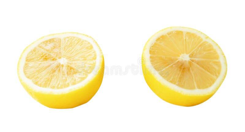 Side View Set of Fresh Yellow Lemon Halves Isolated on White Background ...