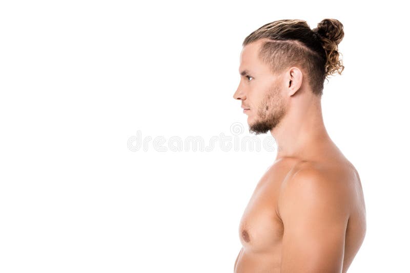 Side View of Shirtless Man Posing Stock Image - Image of caucasian ...