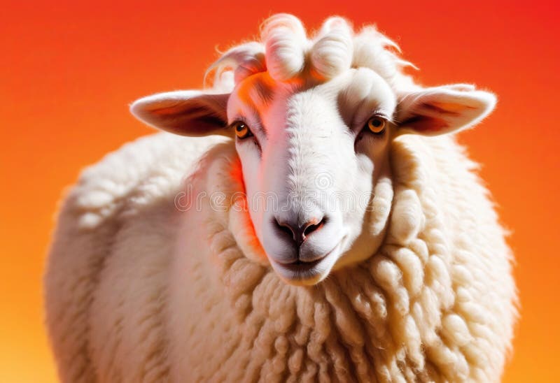 Side View of a Sheep Looking Away Against White Background Isolated on ...