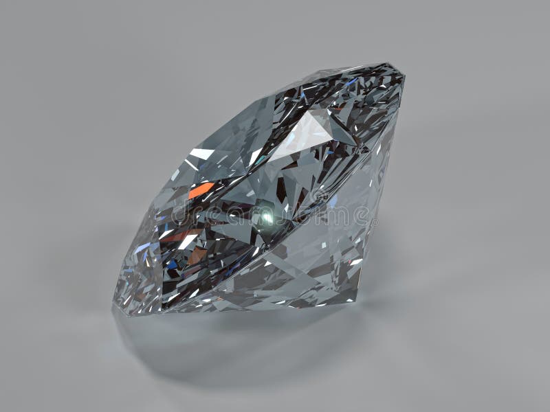 Side View of a Shining Diamond on a Gray Background Stock Illustration ...