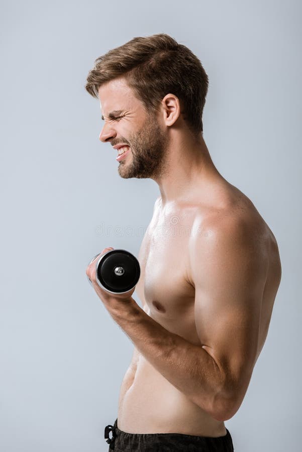 Side View of Sportsman Using Barbell Stock Photo - Image of athlete ...