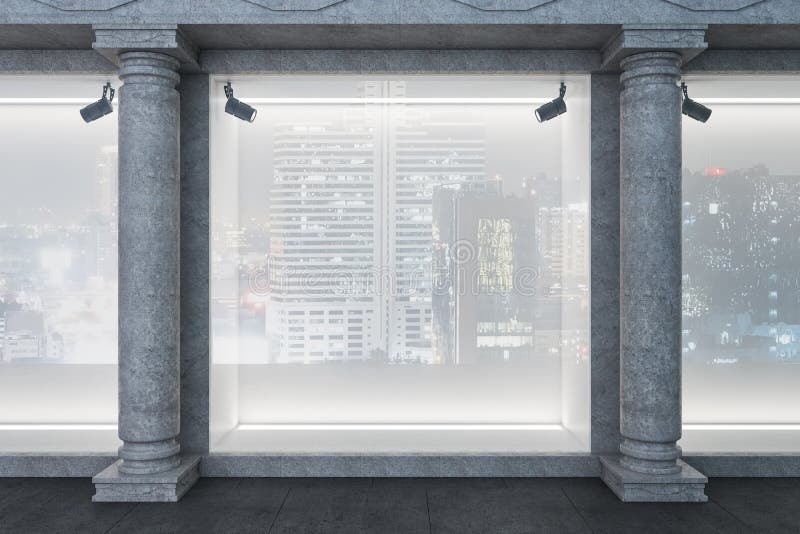 Side View of Shop with Empty Poster Stock Illustration - Illustration ...