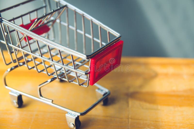 Side View of Shopping Cart on Wood Table ,shopping Concept Stock Image ...