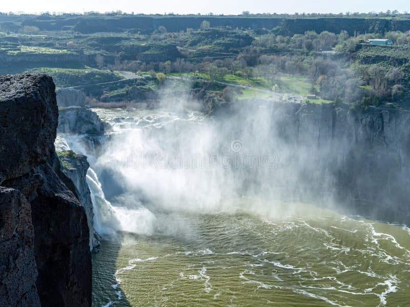 Side View of Shoshone Falls in Spring Stock Image - Image of landscape ...