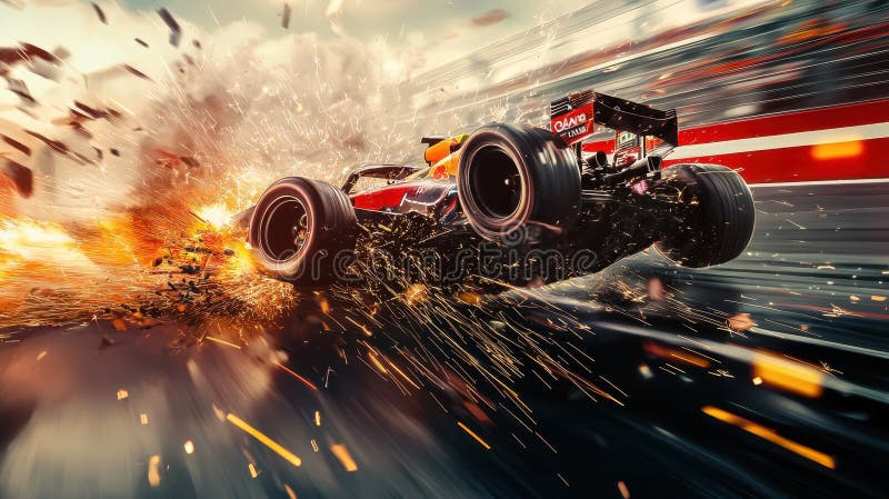 A Side View Shot of an F1 Car Flipping through Air during Dramatic ...