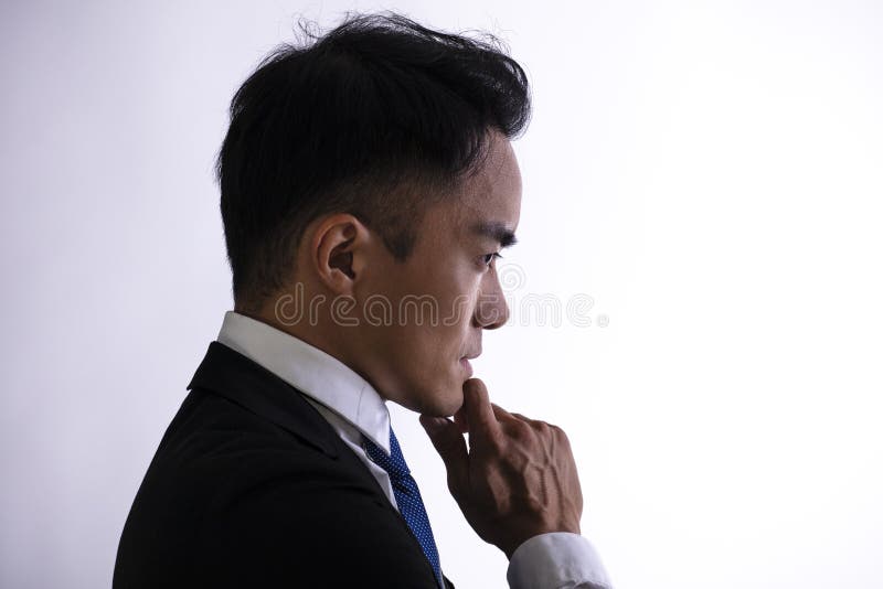 Side View Silhouette of Thinking Businessman Stock Photo - Image of ...